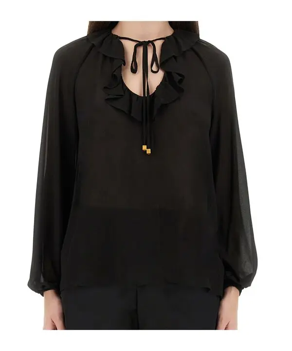 Michael Kors Ruffled Neck Long Sleeved Blouse