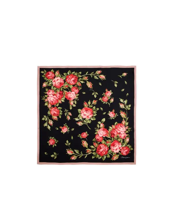 Dolce & Gabbana Dolce Gabbana Floral Printed Scarf - Black