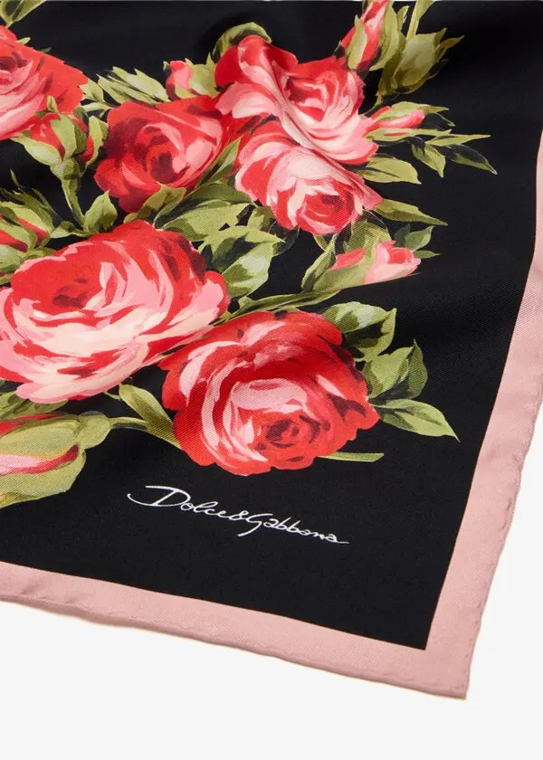 Dolce & Gabbana Dolce Gabbana Floral Printed Scarf - Black
