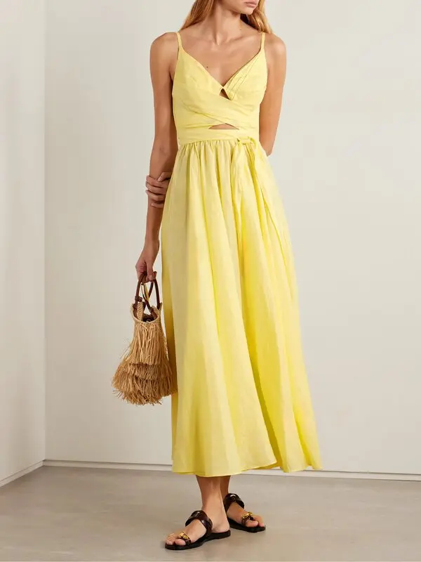 Zimmermann Awaken Midi Dress - Lemon Yellow