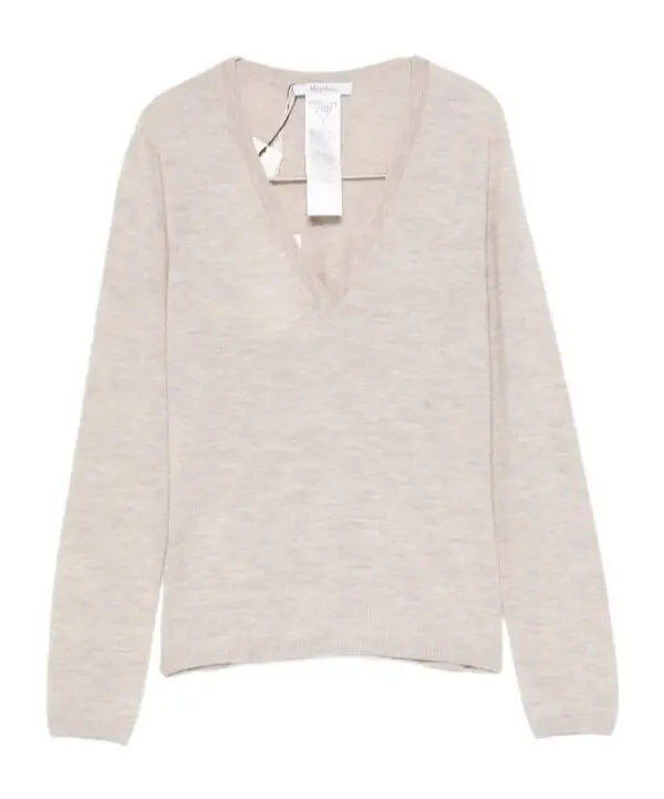 Max Mara V-neck Long Sleeve Sweater - Beige