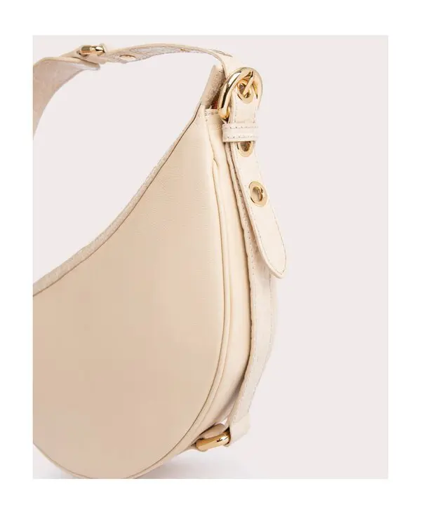 By Far Leather Shoulder Bag With Embossed Trim - Nude