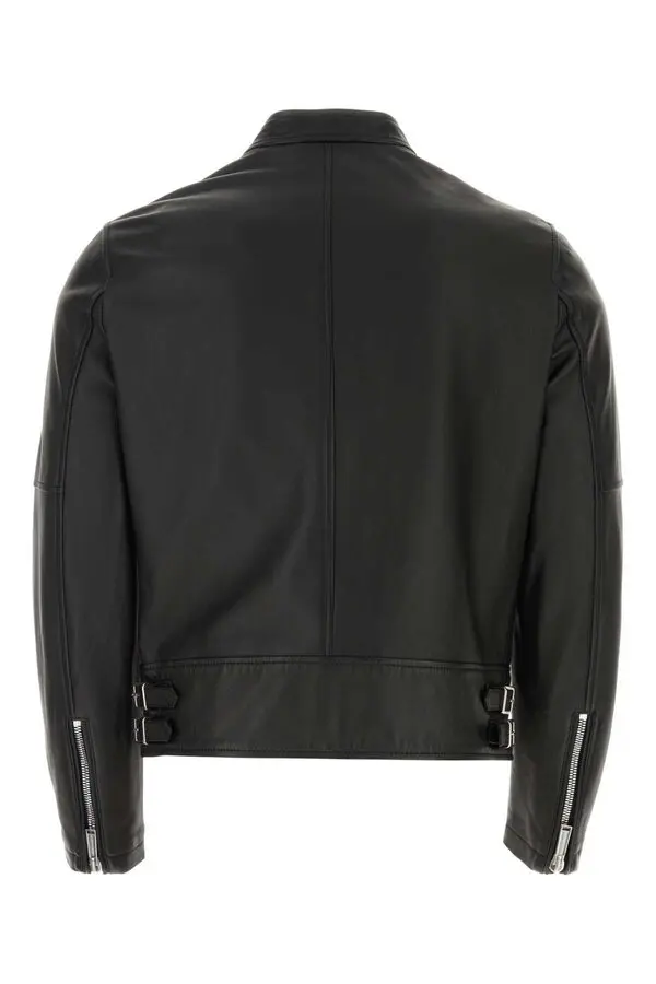 Dsquared2 Logo Leather Biker Jacket