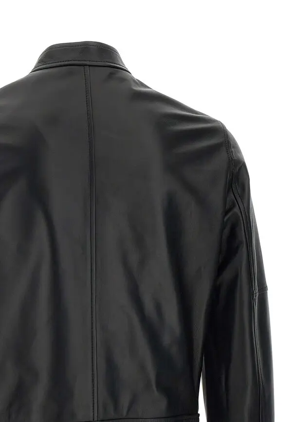 Dsquared2 Logo Leather Biker Jacket