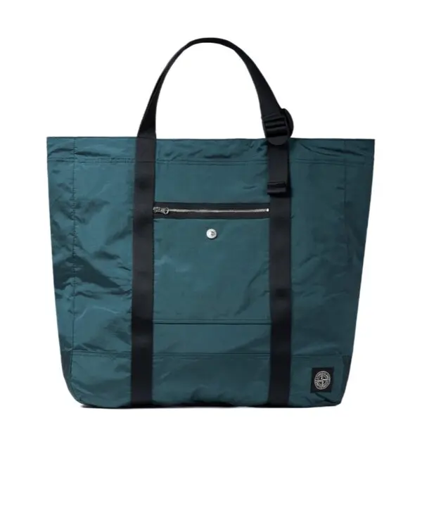 Stone Island Logo Patch Shopping Bag - Dark Turquoise