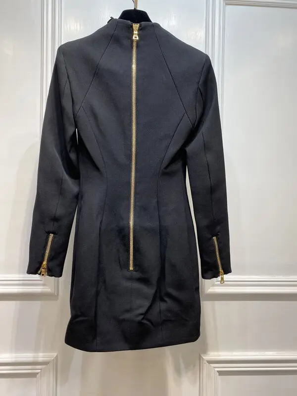 Balmain Square-neck Wool Mini Dress With Decorative Buttons