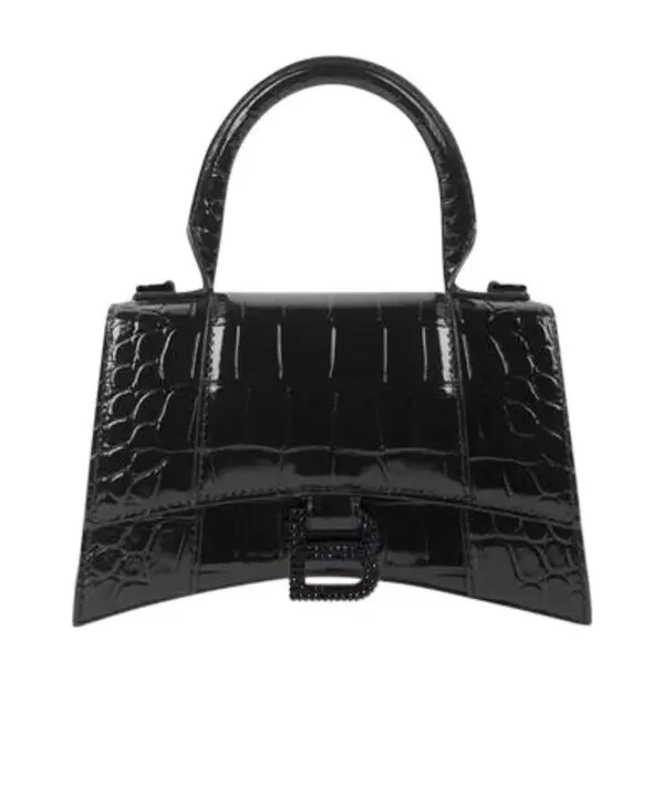 Balenciaga Embossed Hourglass Xs Handbag - Black