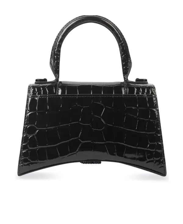 Balenciaga Embossed Hourglass Xs Handbag - Black
