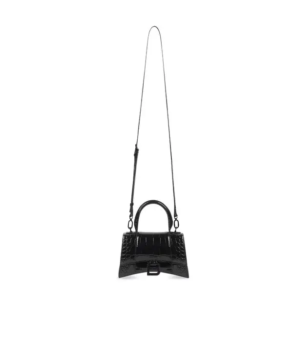 Balenciaga Embossed Hourglass Xs Handbag - Black