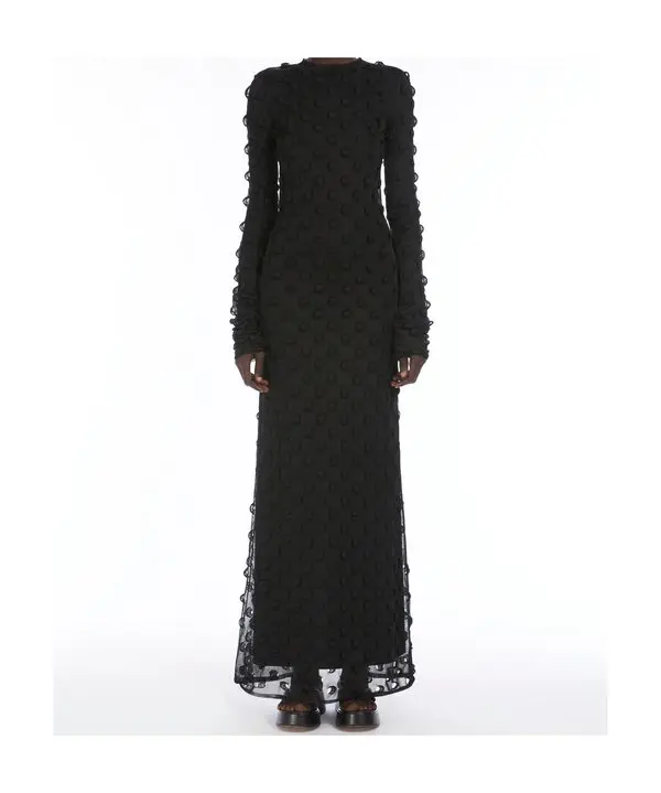 Sportmax Long Sleeve Bubble Effect Sheer Dress