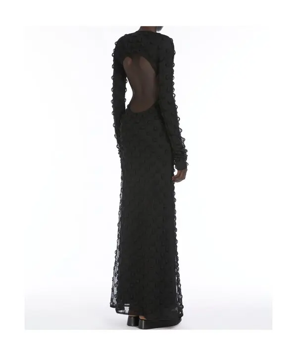 Sportmax Long Sleeve Bubble Effect Sheer Dress