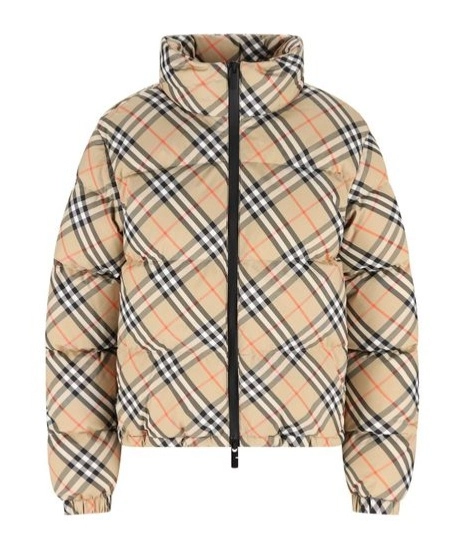 Burberry Checked Padded Jacket - Nude