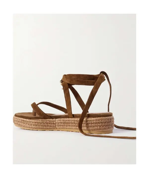 GIANVITO ROSSI Suede Lace-up Sandals - Brown