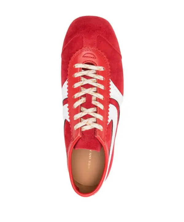 Dries Van Noten Contrast Stripe Lace-up Sneakers - Red