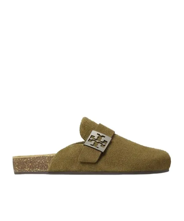 Tory Burch Mellow Mules With Metal Logo Hardware - Brown