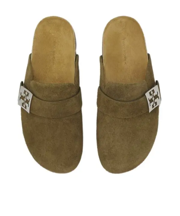 Tory Burch Mellow Mules With Metal Logo Hardware - Brown