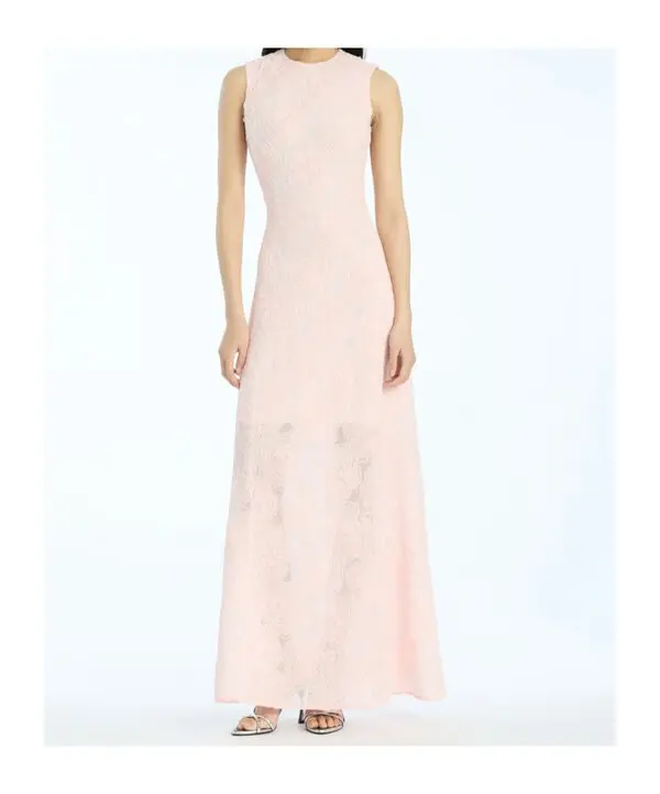 ROTATE BY BIRGER CHRISTENSEN Sleeveless Jacquard Crewneck Maxi Dress - Nude