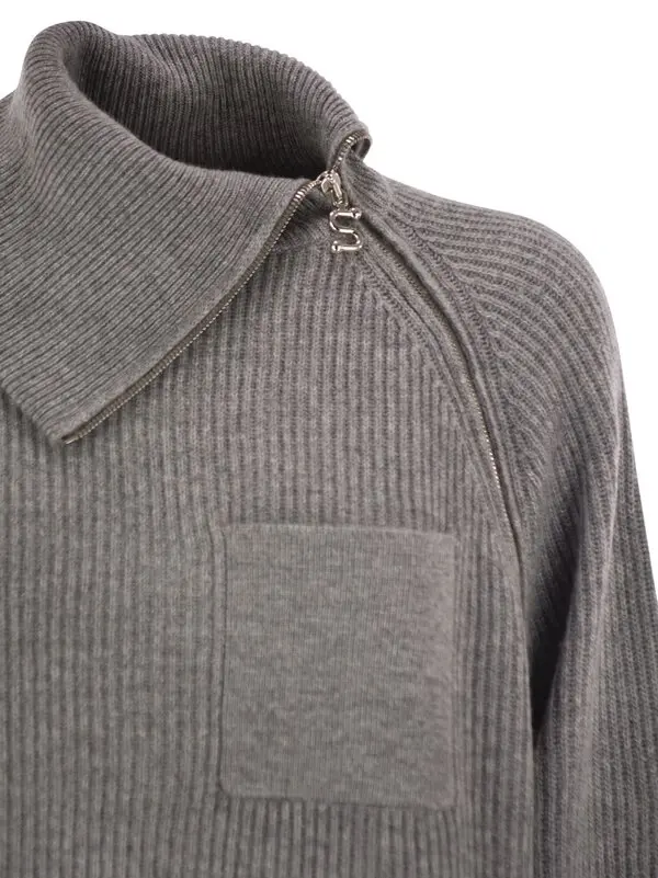Sportmax Salpa Loose Fit Knitted Jumper With Zipper Detail