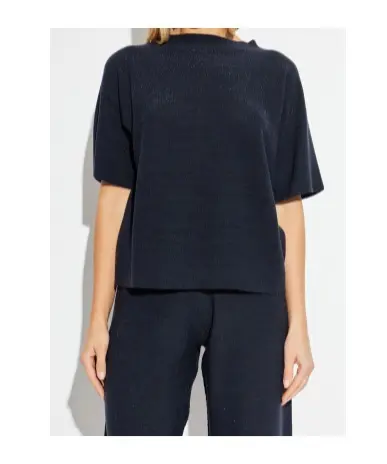 Fabiana Filippi Lurex Thread Crewneck Ribbed Top - Black