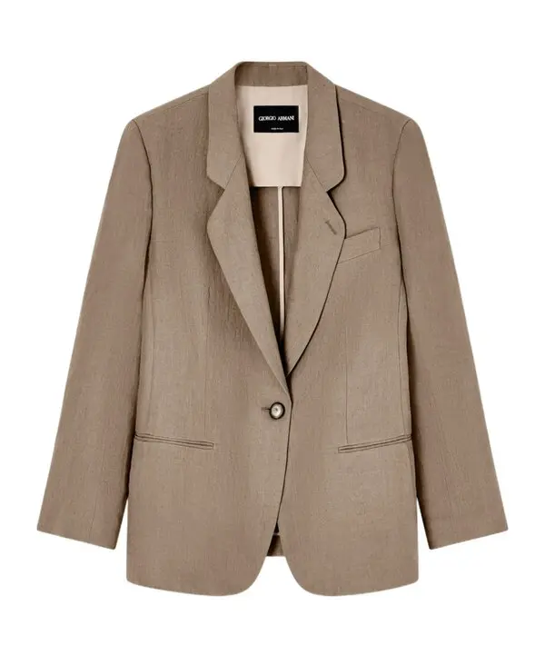 Giorgio Armani Single-button Linen Jacket - Nude