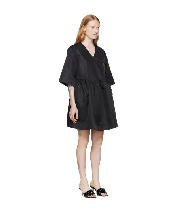 GANNI Y-neck Dress With Logo Detail