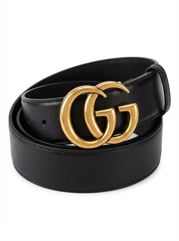 Gucci Double G Logo Plaque Belt - Black