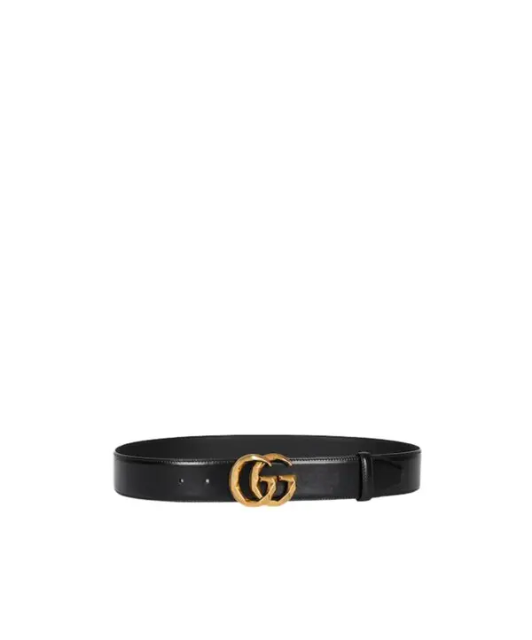 Gucci Double G Logo Plaque Belt - Black
