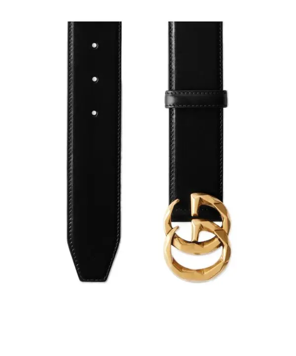 Gucci Double G Logo Plaque Belt - Black