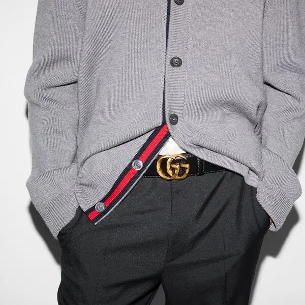 Gucci Double G Logo Plaque Belt - Black