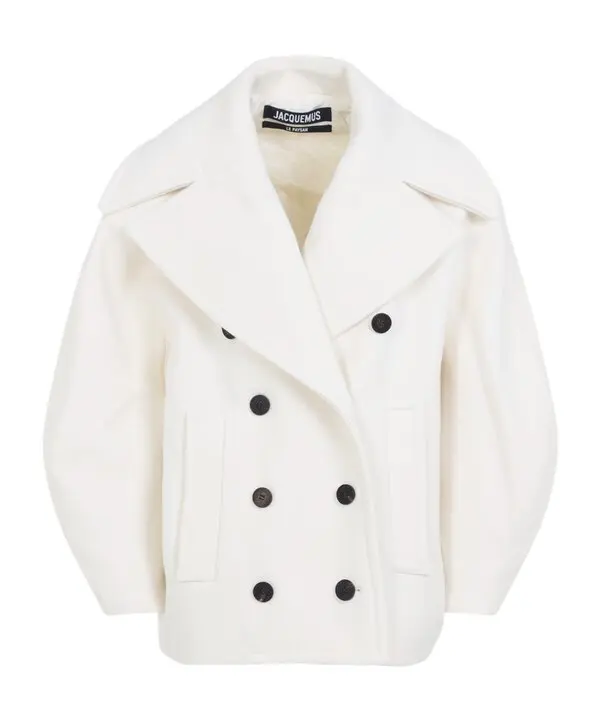 Jacquemus Double-breasted Long-sleeved Coat - White