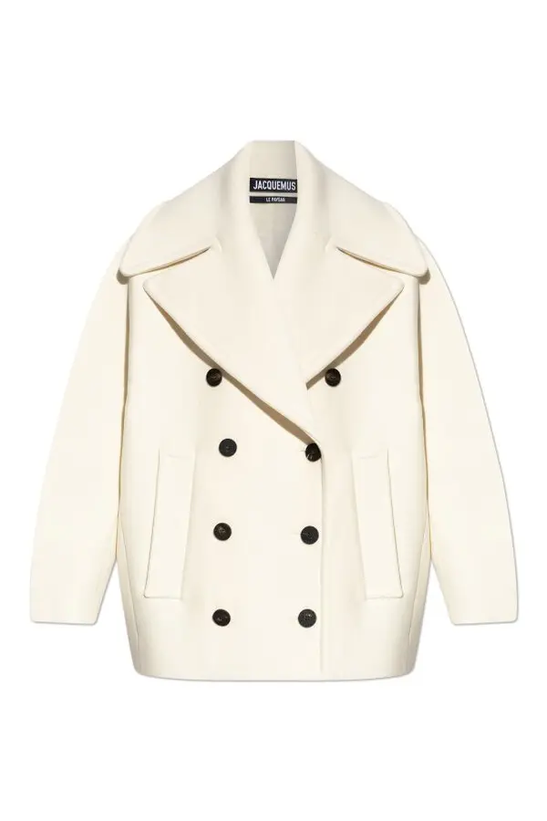 Jacquemus Double-breasted Long-sleeved Coat - White