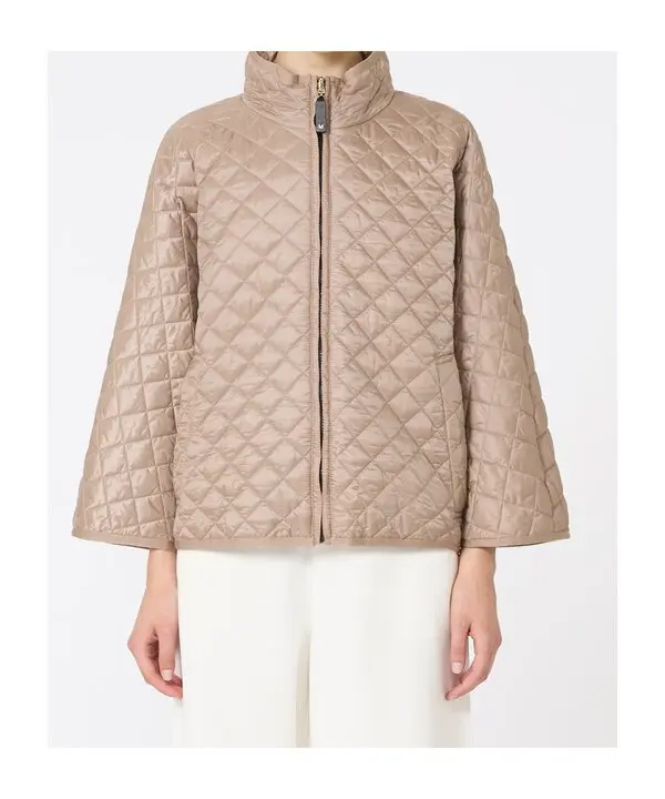 Max Mara Delfina Quilted High Neck Coat - Nude