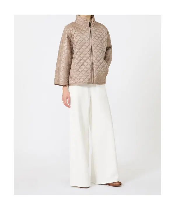 Max Mara Delfina Quilted High Neck Coat - Nude