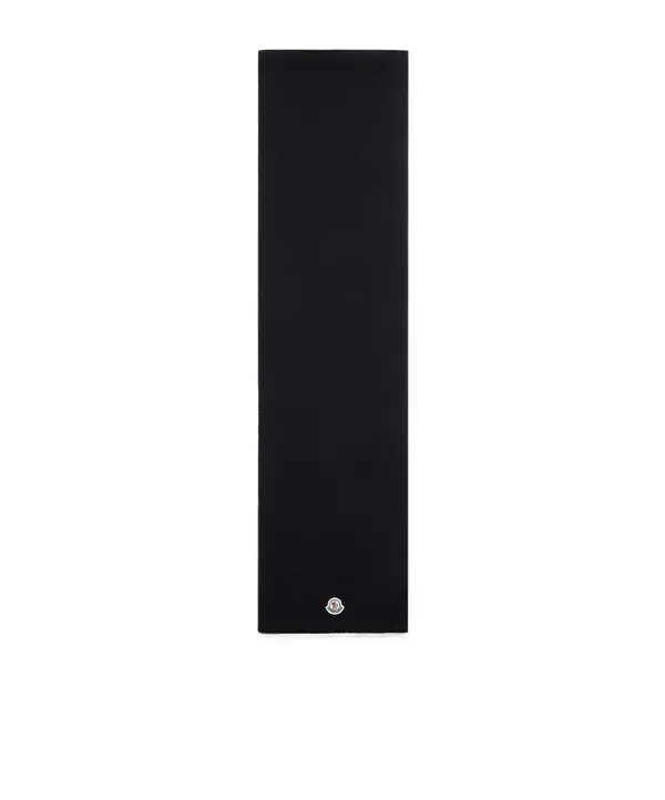 Moncler Logo Patch Ribbed Scarf - Black