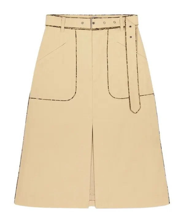Dries Van Noten Belted A-line Skirt - Neutrals