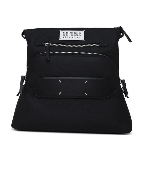 MAISON MARGIELA Logo Patch Zip-up Shoulder Bag - Black