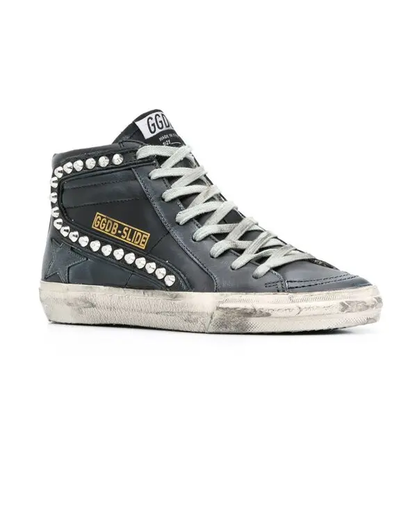 GOLDEN GOOSE Distressed High-top Sneakers - Black