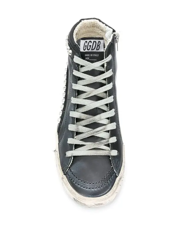 GOLDEN GOOSE Distressed High-top Sneakers - Black