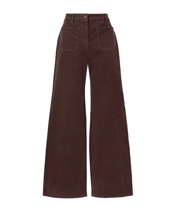 NILI LOTAN Florence Corduroy Wide-leg Trousers - Brown