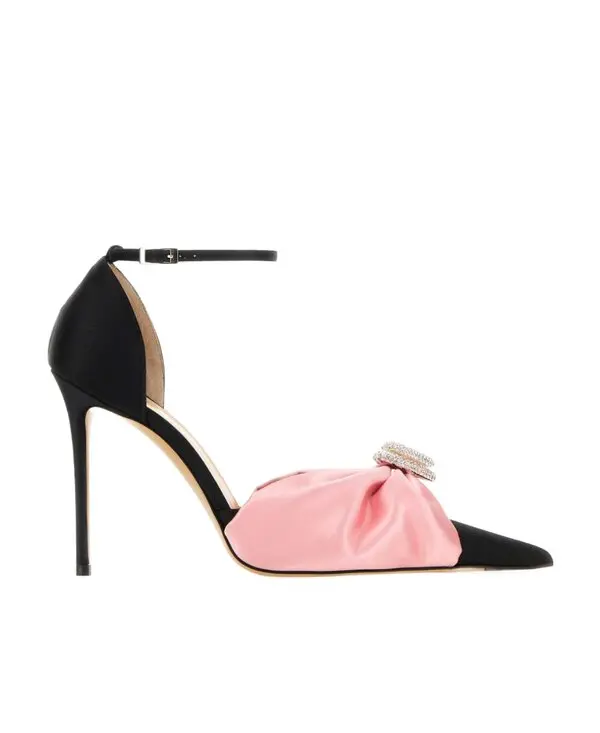MACHMACH Mach & Mach Bow Detailed Pointed Toe Pumps With Ankle Strap
