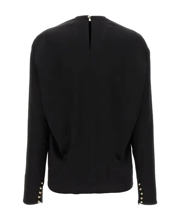 LANVIN Draped Eyelet Detail Blouse