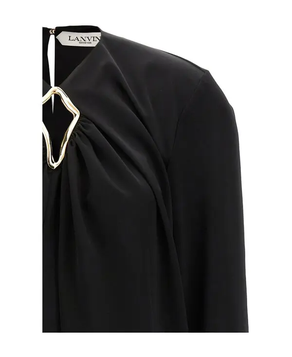 LANVIN Draped Eyelet Detail Blouse