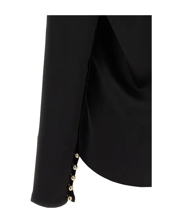 LANVIN Draped Eyelet Detail Blouse