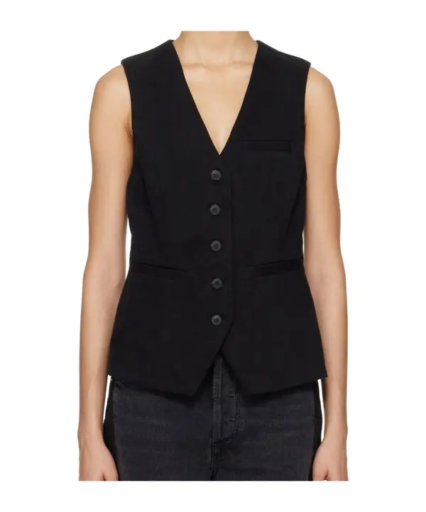 Citizens Of Humanity V-neck Sleeveless Vest With Welt Pockets