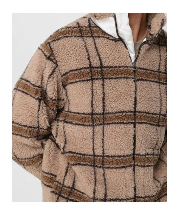 RANRA Plaid Zip-up Fleece Jacket