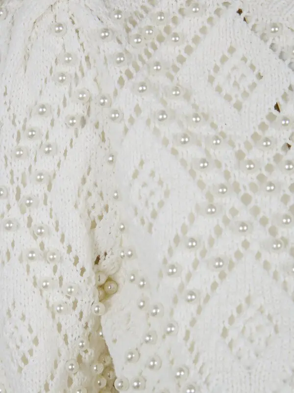 TWINSET Embellished Short-sleeved Knitted Sweater - White