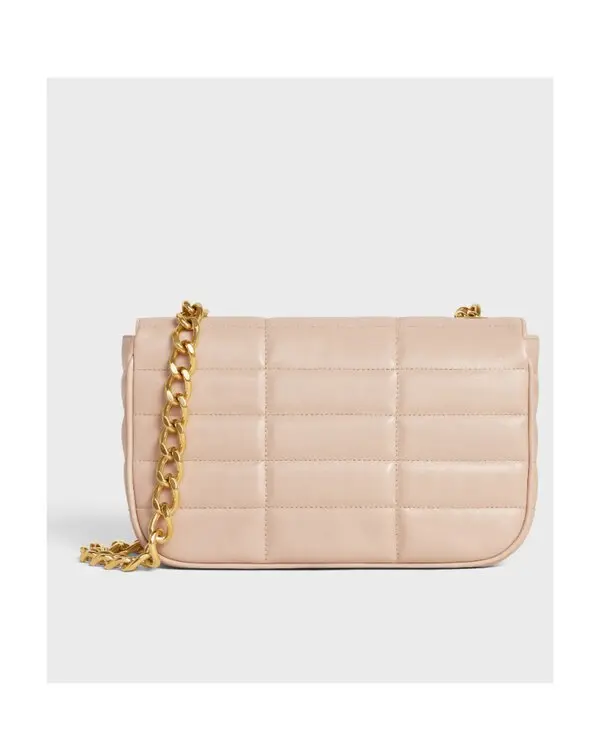 Celine Matelasse Monochrome Quilted Goatskin Chain Shoulder Bag - Nude