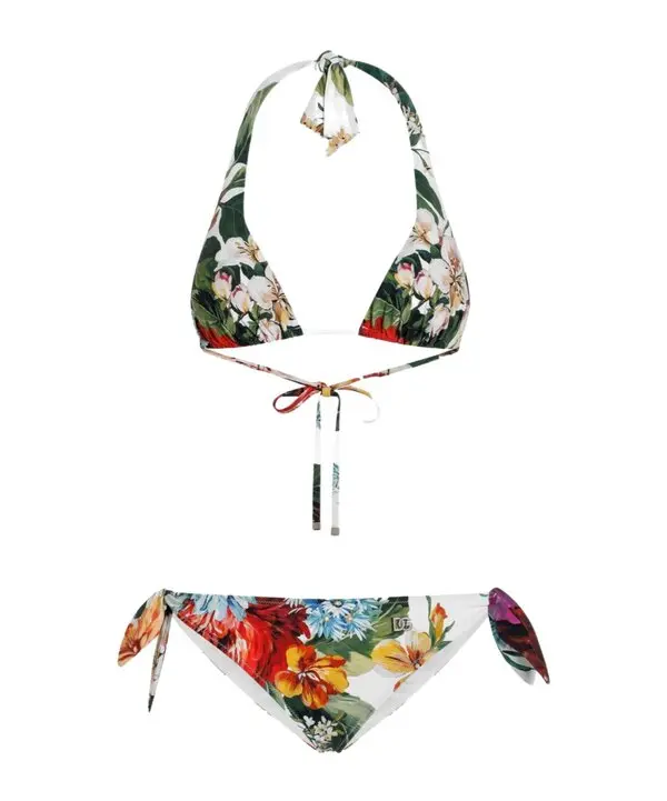 Dolce & Gabbana Floral Print Triangle Bikini - Multi-color