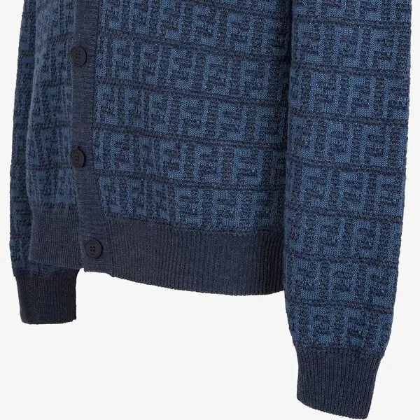 Fendi Ff Motif Regular Fit Cardigan - Blue