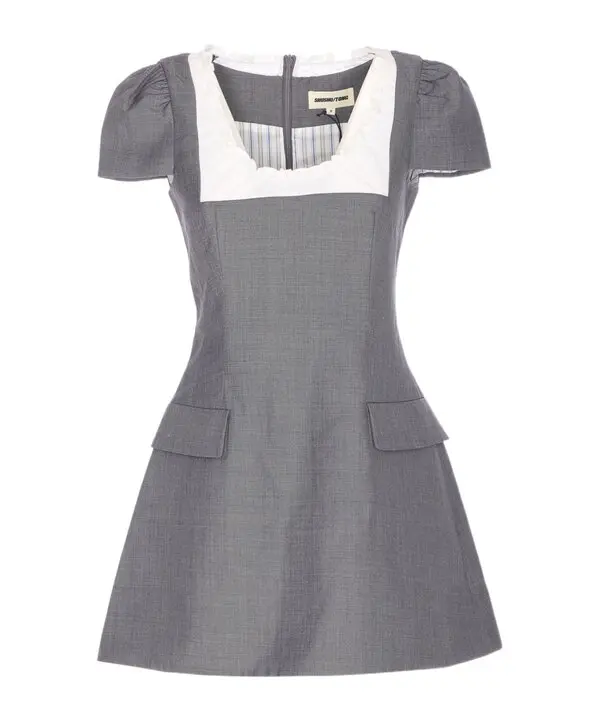 SHUSHU/TONG Scalloped Mini Dress - Gray